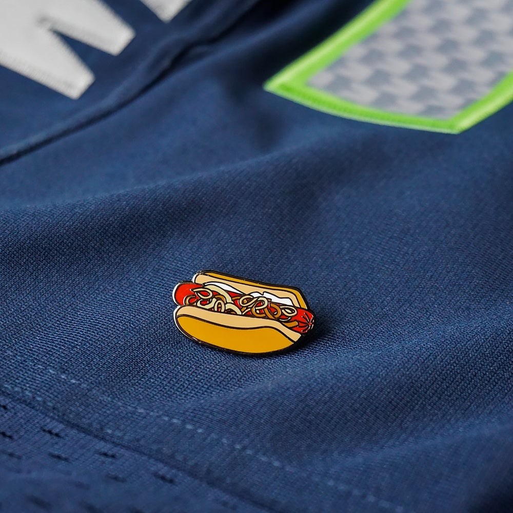 Seattle: Cream Cheese Style Hot Dog Lapel Enamel Pin – On Point Pins
